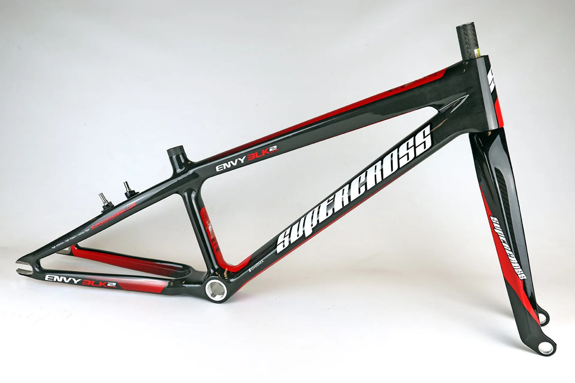Supercross BLK 2 Pro XL Cruiser BMX Race Frame Gloss Carbon / Red